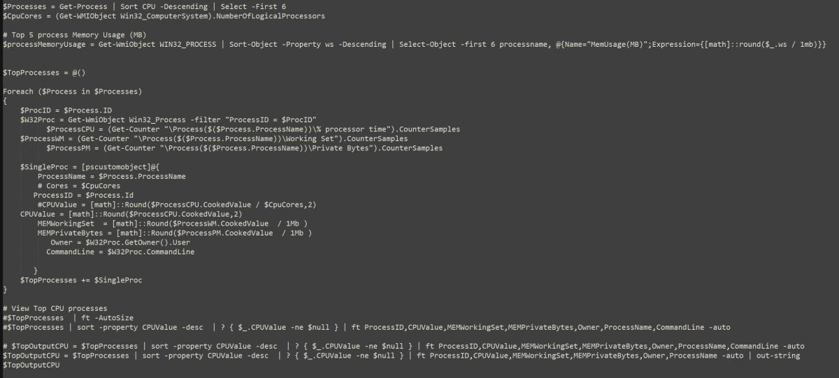 Top Process PowerShell script - Kevin Justin's Blog